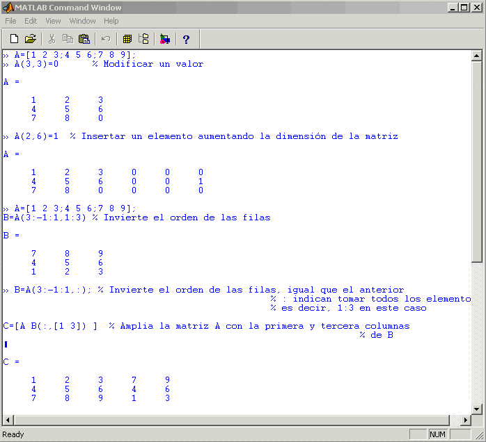 Manipulación de matrices
